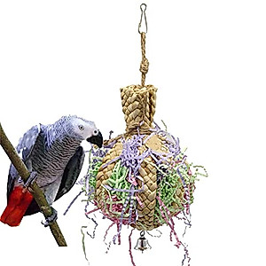Leefasy Parrot Chewing Toy, Hanging Foraging Shredder Toy, Parrot Nest Suitable for A Wide Variety of Small Parrots and Birds