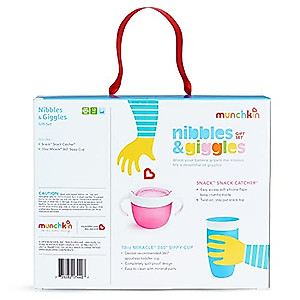 Munchkin® Nibbles & Giggles Toddler Gift Set, Includes 10oz Miracle 360 Cup and Snack Catcher, Pink