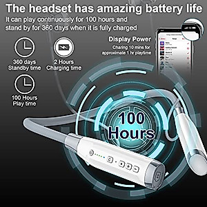 EEAABBR Wireless Neckband Headphones with TF Card Slot 100 Hours Playtime The Neck Bluetooth Headset USB-C Fast Charging Built-in Noise Cancelling Mic Neckband Earbuds,for Sports,Trave,E-Books