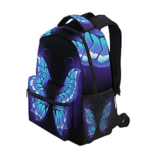 ALAZA Purple Butterfly Wing Backpack Daypack College School Travel Shoulder Bag