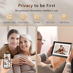 Digital Picture Frame - Benibela 10.1 Inch WiFi AI Smart Electronic Digital Photo Frame, Touch Screen, 32GB, Auto-Rotate, AI Recognition, 2 Filter Modes, Share Video via Email App USB, Wall Mountable