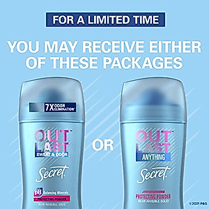 Secret Antiperspirant and Deodorant for Women, Outlast Xtend with 48 Hour Odor Protection Invisible Solid, Protecting Powder, 2.6 Oz Pack of 3 (Packaging May Vary)