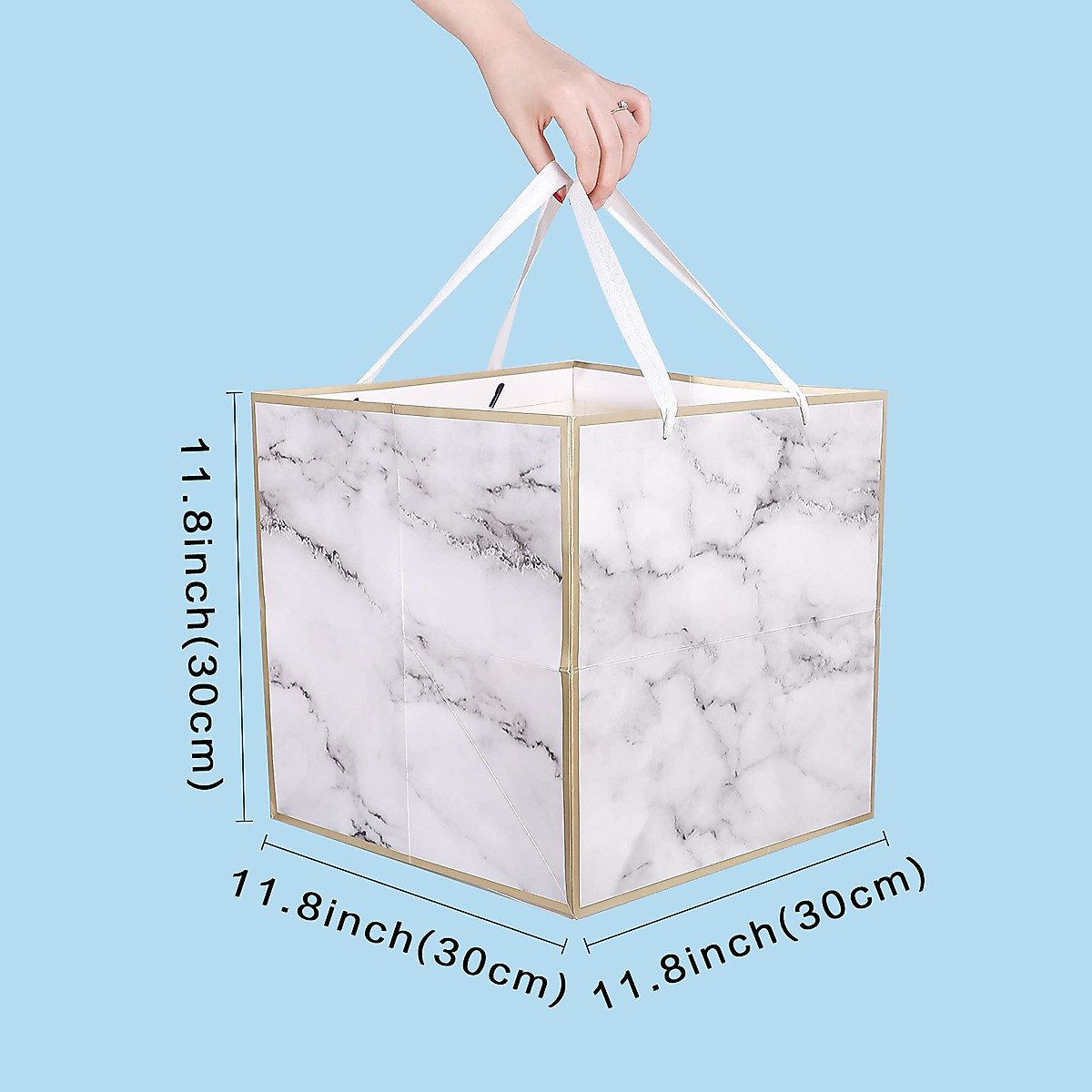 2 PCS Extra Large Gift Bag 11.8 Inch Marble Big Paper Bag with Handle Square Giant Gift Bag XL Big Wedding Gift Bag Huge Reusable Wedding Present Bag for Birthday Party Presents Flowers by Yerpkefey (1 White 1 Black)