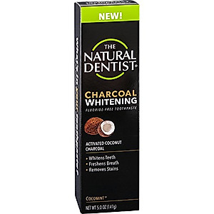 The Natural Dentist Charcoal Whitening SLS-Free Toothpaste, Cocomint, 5 Ounce Tube