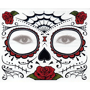 Sugar Skull Temporary Tattoo Rose Design (3 Tattoo Kits)