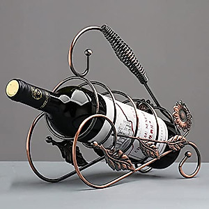 Fantasee Creative Wine Holder Stainless Steel Wine Rack Bottle Holder Novelty Gift for Kitchen Home Table Decor (Bronze - Flower)