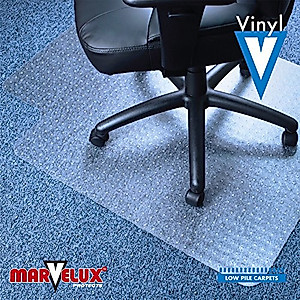 Marvelux Vinyl (PVC) Office Chair Mat for Very Low Pile Carpeted Floors 45" x 53" | Transparent Carpet Protector with Lip | Multiple Sizes