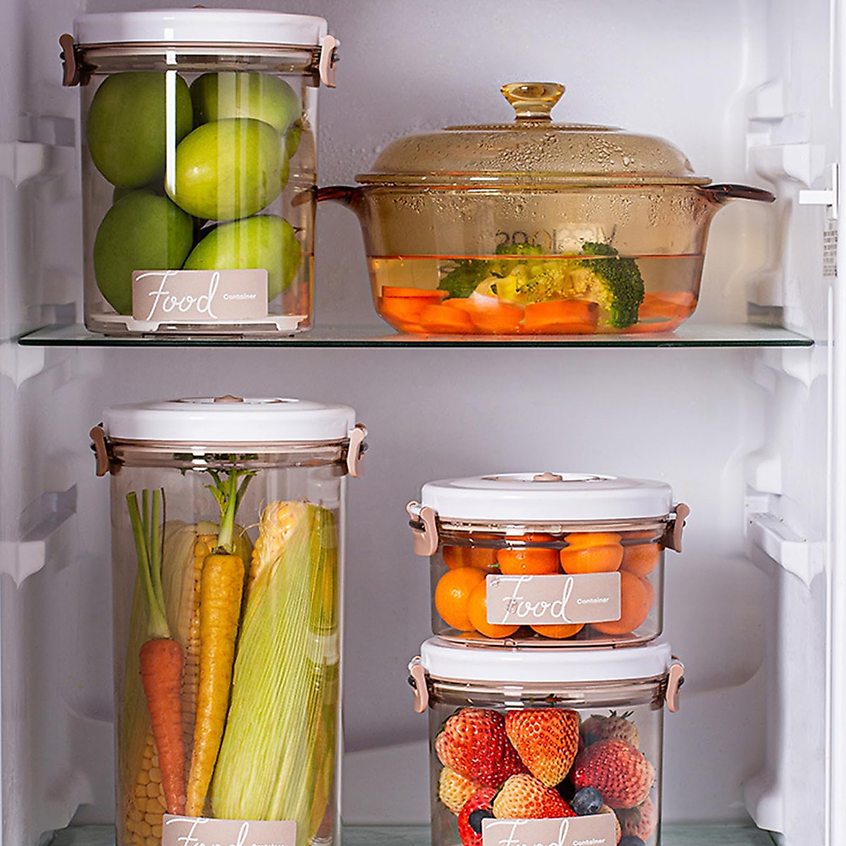 5 PCS Vacuum Food Storage Containers with Lids, Vacuum Seal Containers with USB Charge Electric Vacuum Pump Perfect for Fresh-keeping Suitable for Meat, Rice, Marinade, Fruit, Pasta, Snack