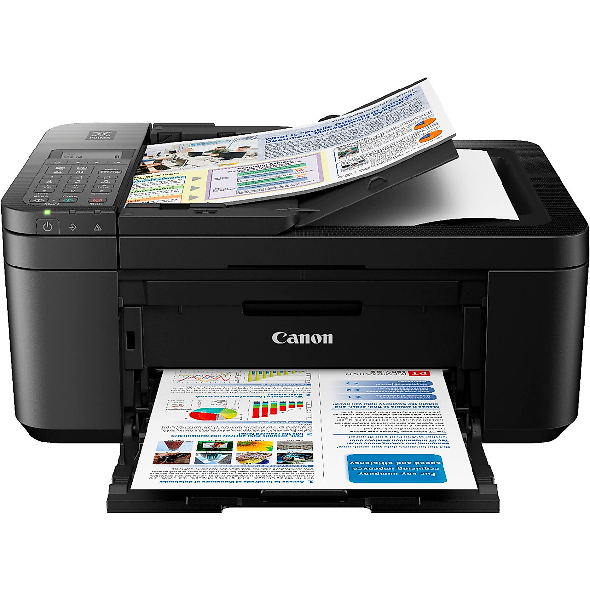 Canon PIXMA TR4522 All-in-One Color Wireless Inkjet Printer for Home Office, Black - Print Scan Copy Fax - 4800 x 1200 dpi, Auto 2-Sided Borderless Photo Printing, 20 Sheets ADF