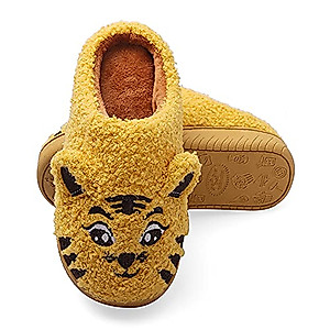 Fengwill Kids Boys Girls Animal Slippers Tiger Clog Slipper Anti-Slip Indoor Home Shoes (10-11 Little Kid, Yellow, numeric_10)