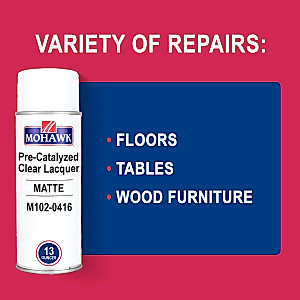 Mohawk Finishing Products Pre-Catalyzed Clear Lacquer, Matte Finish, M102-0416, 13 oz