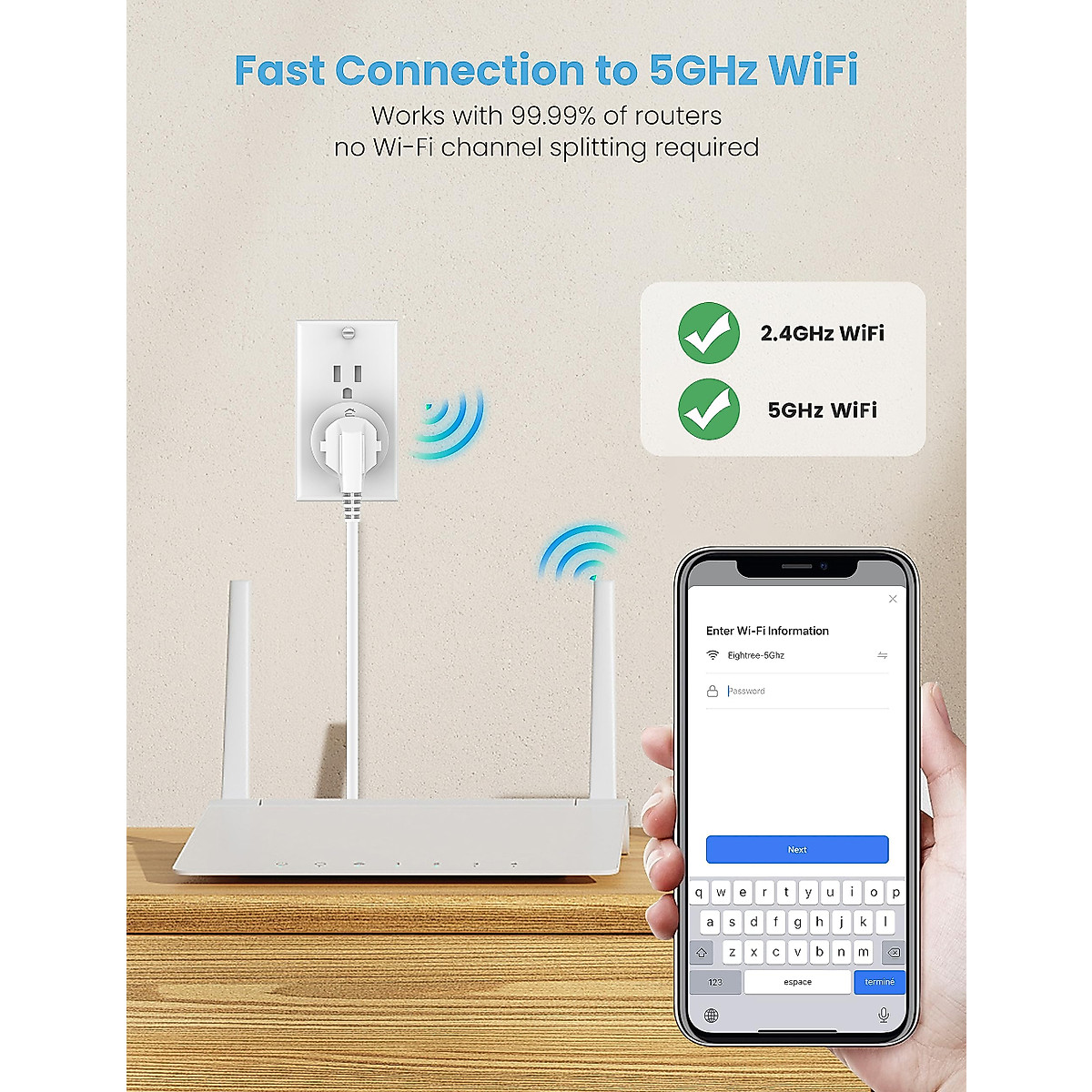 Eightree Smart Plug 5GHz & 2.4GHz, Smart Outlet WiFi Socket with APP Remote Control, Compatible with Alexa & Google Home, 4 Packs