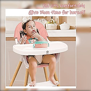 3 in 1 Baby High Chair,Adjustable Convertible Wooden High Chair with Fastened Structure,Baby Chair with Removable Easy Clean 2 Big Trays,Ideal for Baby Girl or Boy,CPC & ASTM Certifications (Blue)