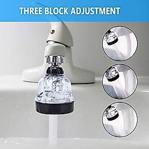 Faucet Head 360° Rotatable,3 Modes Position Adjustable Faucet Water Filter for The Kitchen,Booster Shower Water Saver Extender Splashproof Filter Vegetable Tap Device Bathroom