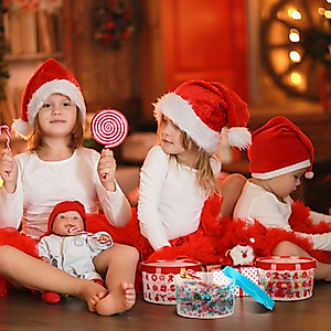 Barydat 6 Pcs Christmas Cookie Storage Buckets with Lids Christmas Theme Candy Cane Snowman Pattern Plastic Cookie Tin Xmas Winter Snowflake Candy Cookies Containers Jars for Xmas Winter Party Supply