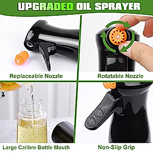 Oil Sprayer for Cooking, Upgraded Olive Oil Sprayer Bottle, Air Fryer Accessories, Oil Mister for Air Fryer, 7oz/200ml Oil Vinegar Spritzer, Kitchen Gadgets for Salad, BBQ, Roasting (Black)
