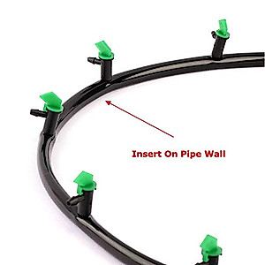 Lxcom Lighting 100 Pack 4 GPH Flag Drip Emitter Drip Emitters 16L/H Emitter Sprinkler Drippers System Parts Connect 4mm/7mm Hose for Lawn Vegetables Garden (Green)