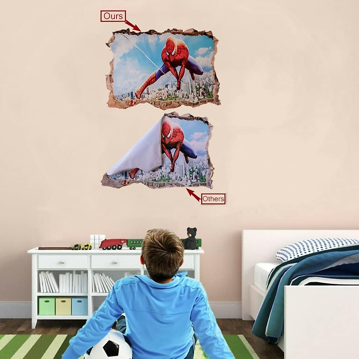 LSXYJ Spiderman Wall Stickers for Bedroom, Spiderman Poster Boys Kids Room Decor, Decorations for Bedroom Wall Decor, Spiderman Stickers Playroom Wall Decor