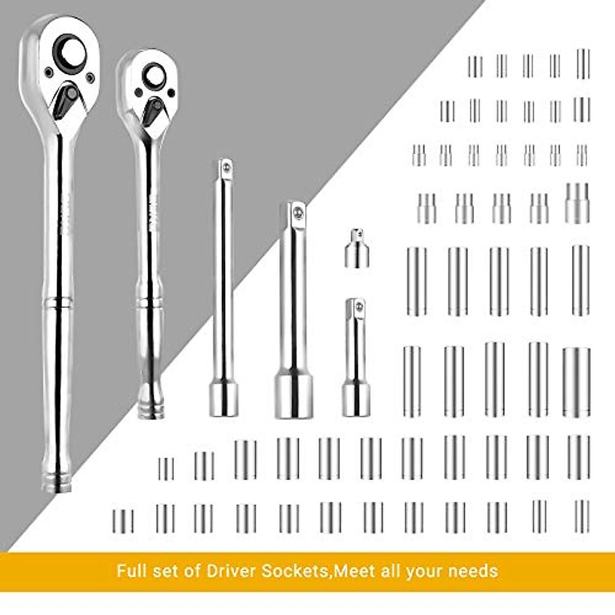 DEKOPRO 192 Piece Mechanics Tool Set Socket Wrench Set, Plastic Storage Case with Auto Repair Hand Tool Kit Wrench Tool Box Set