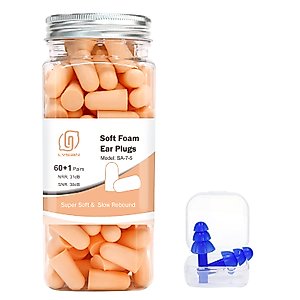 LYSIAN Ultra Soft Foam Earplugs for Sleep 38dB SNR, Noise Reduction Ear Plugs for Sleeping Noise Cancelling, Snoring, Shooting,Work,Plane-60 Pairs