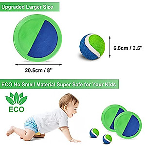Jalunth Ball Catch Set Games Toss Paddle - Beach Toys Back Yard Lawn Outdoor Pool Backyard Camping Throw Age 3 4 5 6 7 8 9 10 11 12 Years Old Boys Girls Kids Adults Family Outside Easter Gifts Green