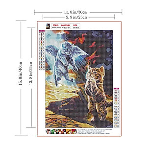 ZHUDENGXJL Diamond Art Kits for Adults Beginner, DIY Angel Cat with Prayed Cat Diamond Art for Adults-5D Full Round Drill Painting Kit with Gem Art Kits Gift for Home Decor 12x16inch
