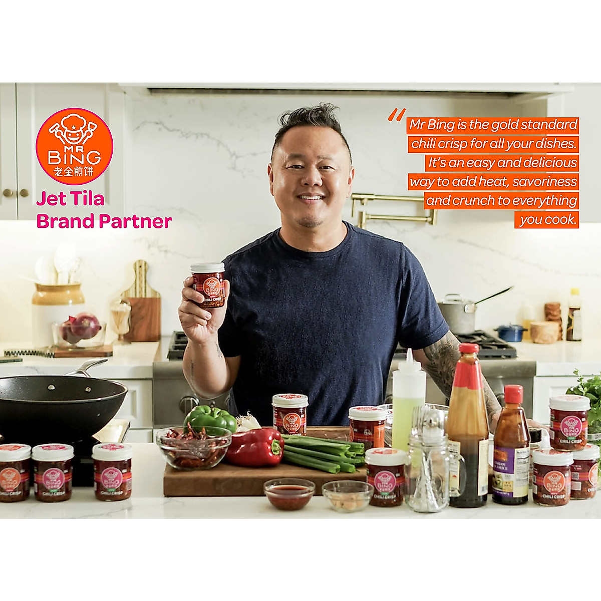 Mr. Bing Chili Crisp | Spicy - Delicious, Flavorful & Crunchy Chili Oil - Made in USA Chili Paste Hot Sauce - Gluten Free, Vegan, No MSG, Non-GMO Oil - (7 oz.)