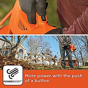 BLACK+DECKER Electric Leaf Blower, Leaf Vacuum and Mulcher 3 in 1, 250 mph Airflow, 400 cfm Delivery Power, Reusable Bag Included, Corded (BEBL7000)