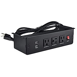 Under Desk Power Strip 3 AC Outlets & 2 USB Ports Desk Mountable Power Strip with 9.85ft Power Cord for Home Office Standing Desk