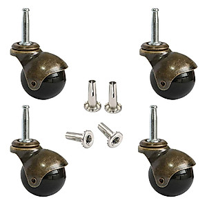 Furniture Ball Caster Wheels, Vintage Furniture Replacement Castors for Chair, Leaf Table, Tea Trolley,Load Capacity 30kg Each for Furniture, Ottomans, Wheelchair, Coffee Table，Swivel Casters（4 Pcs）