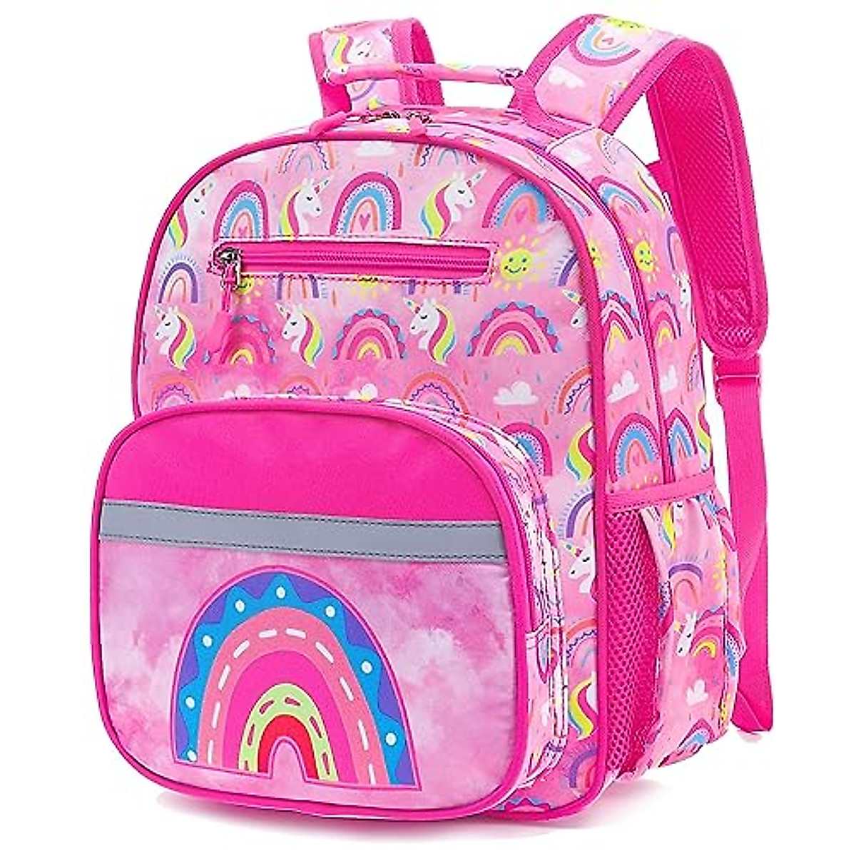 VANKEV Kids Backpack for School Girls Toddlers Boys Cute Lightweight Bookbag Preschool Kindergarten Primary Elementary School Travel Gifts Bags(Rainbow Unicorn, Kids / 12L)