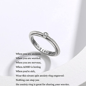 ZOEXUE Anxiety Ring for Women: Sterling Silver Spinner Rings for Sister Stress Relief Band Fidget Ring Nothing Can Stop You Motivational Jewelry Gifts for Loved Ones