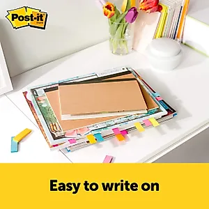 Post-it Page Markers, Assorted Bright Colors, 1/2 in x 2 in, 50 Markers/Pad, 10 Pads/Pack (670-10AB)