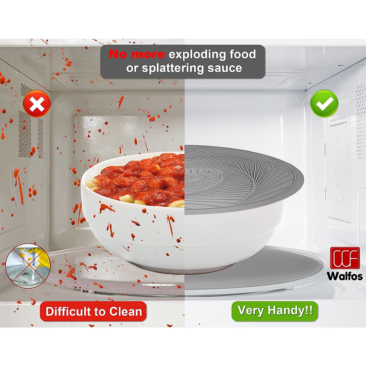 Silicone Microwave Mats, Walfos Heat Resistant Multi-Purpose Microwave Trivet Mat, Non-Slip, BPA Free and Dishwasher Safe, Perfect for Microwave, Oven, Hot Pan, Set of 2, Grey