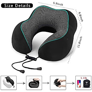 KIKIMO Travel Pillow for Tesla Model 3/Y/S/X Accessories, Memory Foam Neck Pillow for Airplane/Car/Office&Home Rest Use, Head Support Comfortable Portable Travel Pillows Kit