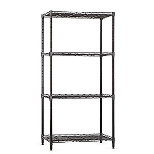 4 Shelf Garage Shelving Unit, Metal Shelves with Wheels Heavy Duty (168 lbs per Shelf), Adjustable Storage Rack, NSF Wire Shelving, Utility Shelf for Kitchen Pantry Rack, Black