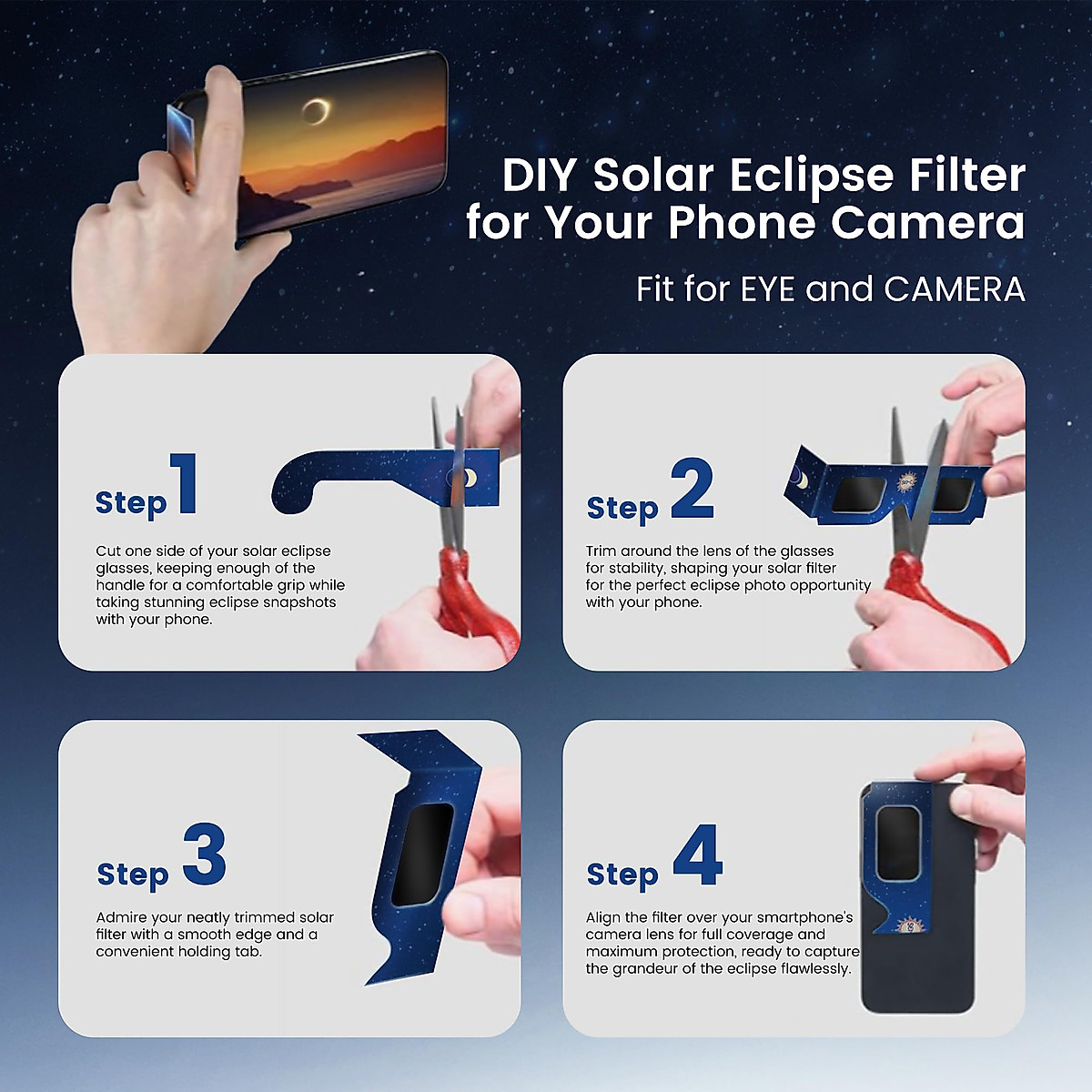 SEIC 50 Pack Paper Solar Eclipse Glasses Approved 2024, Made by AAS Recognized Factory,CE and ISO Certified Eclipse Shade for Direct Sun Viewing [50 Pack]