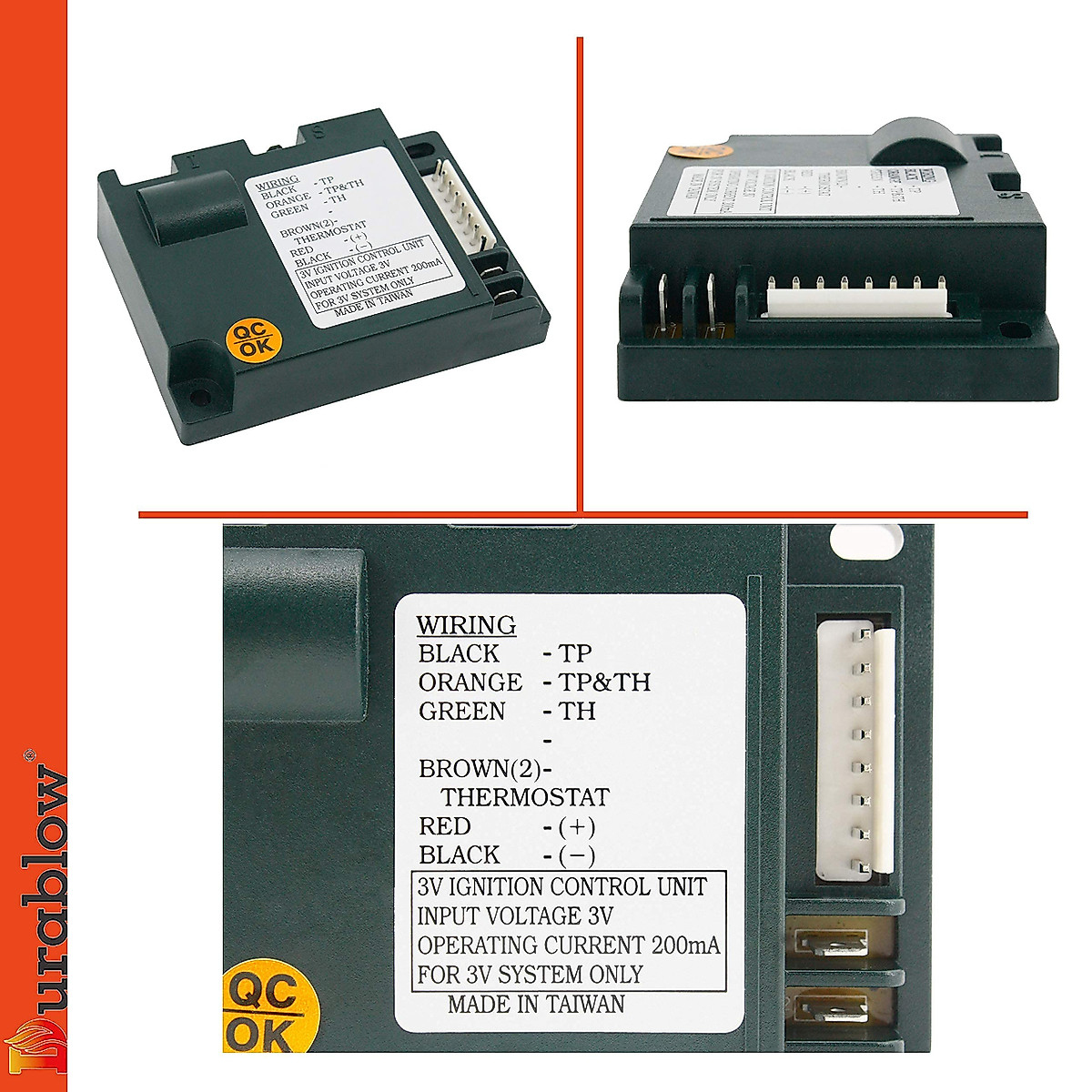 Durablow Fireplace Electronic IPI Pilot Ignition Control Module Replacement for Dexen 593-592, GM-6KA, Hearth Home Technologies HHT 350-M Bundle with A/C Wall Adaptor