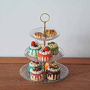 Artliving Acrylic Clear 3-Tier Cupcake Stand Cake Stand Dessert Stands Plate Tea Party Serving Platter Display Tower