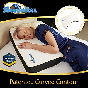 Sleepnitez Back and Side Sleeper Pillow for Neck and Shoulder Pain Cervical Neck Pillow with 3 Layers of Memory Foam Side Sleeping Pillow with Washable Tencel Cover