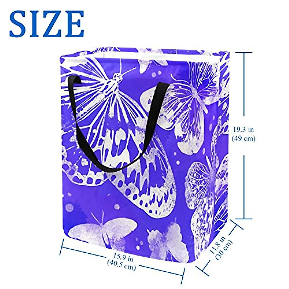 Purple Butterfly Laundry Basket Collapsible Storage bin with Handles for Hamper,Kids Room,Toy Storage