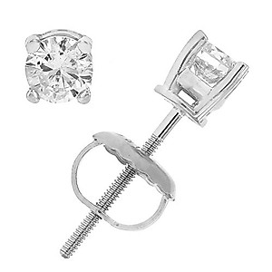 Vir Jewels 2/3 cttw Diamond Stud Earrings 14K White Gold Round 4 Prong Set with Screw Backs