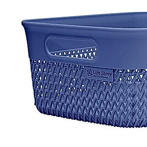 Life Story Lightweight Heavy Duty Storage Woven Trendy Basket 10 Quarts w/Built-In Handles Blue (6 Pack)