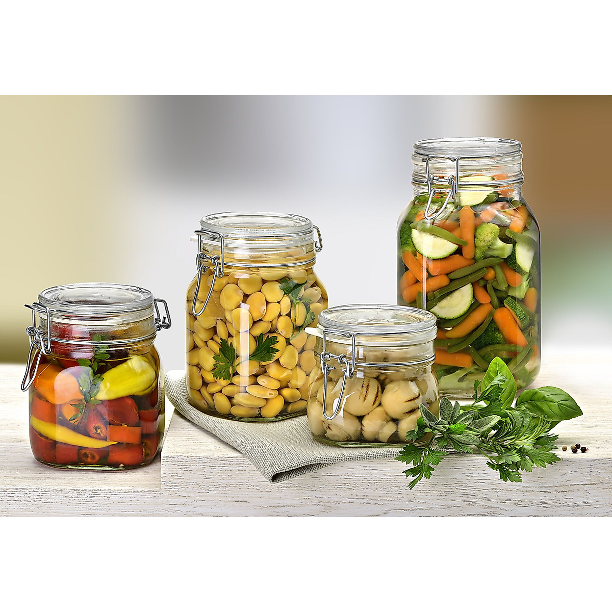 Bormioli Rocco Fido Clear Glass 5 Piece Canning Jar Set