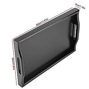 Black Coffee Table Tray, Rectangle Shape Wooden Food Serving Tray for Home Kitchen Restaurant(Black)