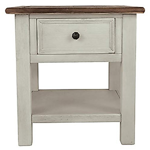 Signature Design by Ashley Bolanburg Farmhouse Square Two Tone End Table, Antique Cream