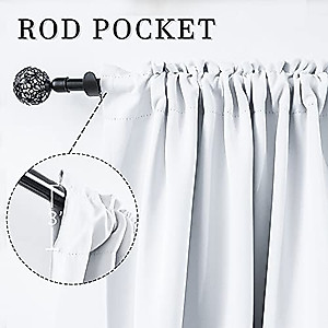 DUALIFE Pure White Room Darkening Curtains for Living Room - 63 Inch Length Rod Pocket Thermal Insulated Energy Saving Noise Reducing Curtains for Bedroom Set of 2 Panels (White 42x63)