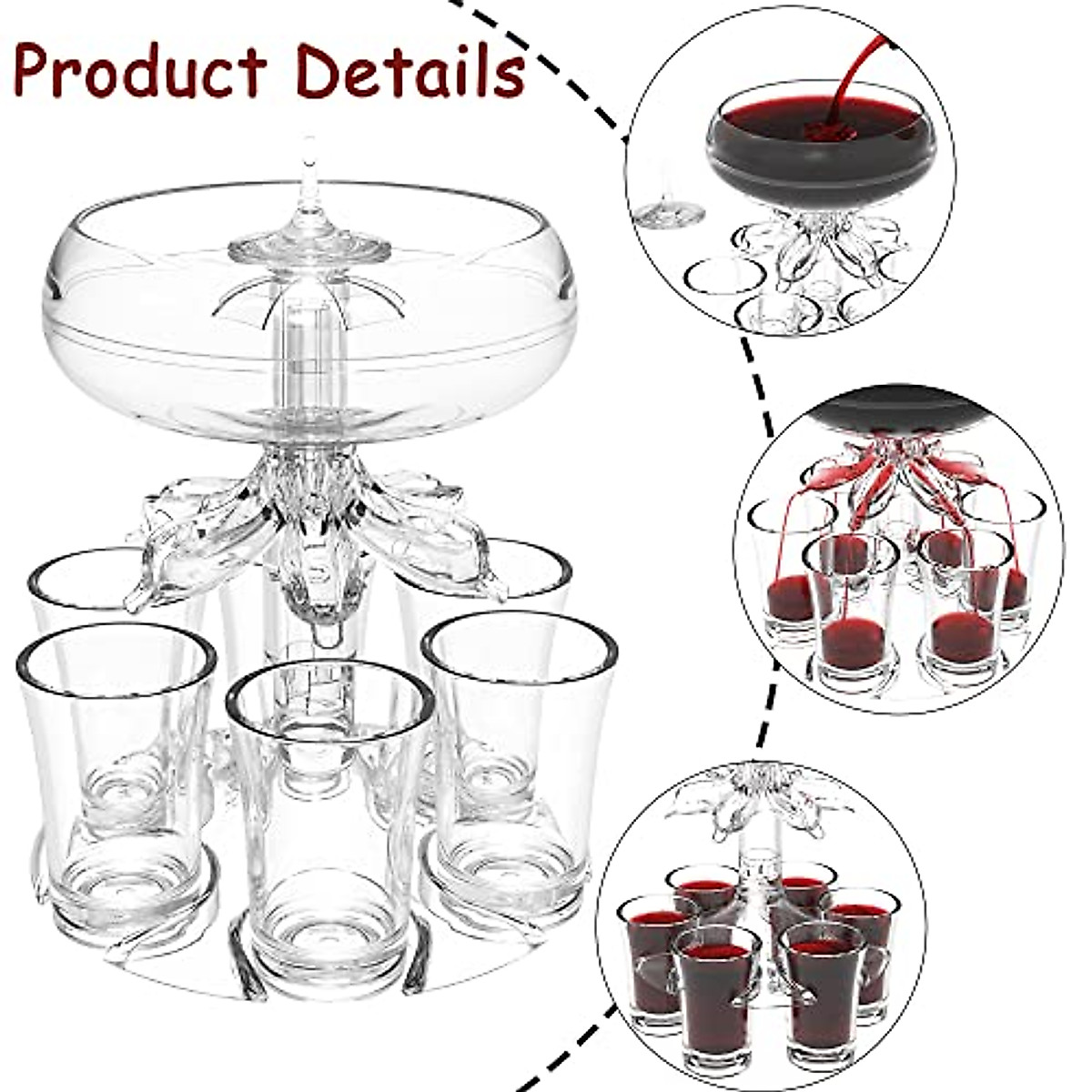 LOCYOP 6 Shot Glass Dispenser and Holder,Shot glass holder Shots Dispenser Liquor Dispenser Drink Despenseror Cocktail Dispenser with Brush for Filling Liquids