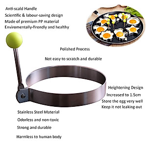 Egg Pancake Rings,8pcs Different Shaper Fried Egg Molds,Stainless Steel Omelette Frying Cooking Tools Kitchen Accessories Gadget Rings,with a Silicone Pastry Brush and a Yolk separator,Set of 10