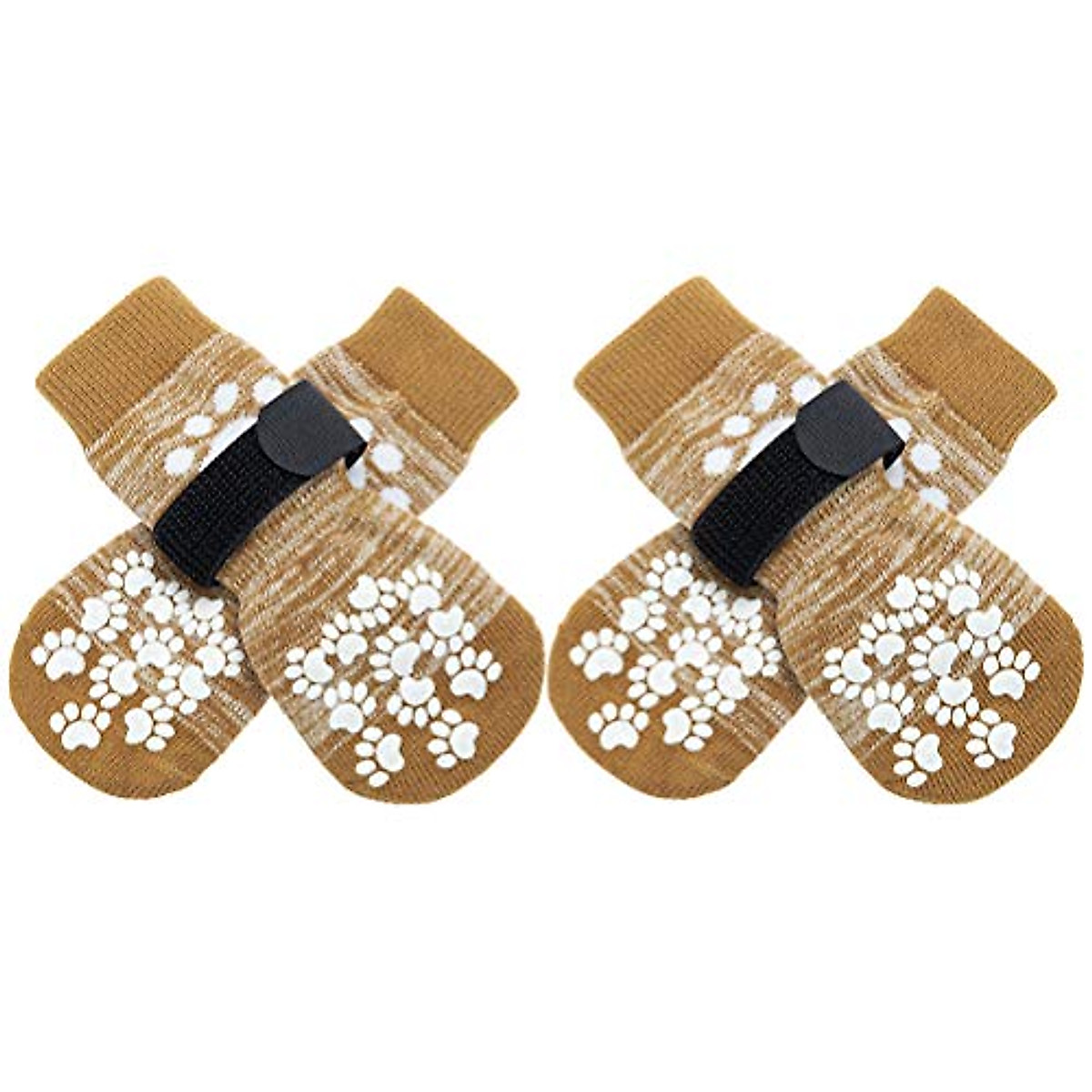 EXPAWLORER Double Side Anti-Slip Dog Socks 2 Pairs - Adjustable Pet Paw Protector with Strap, Traction Control Non-Skid for Indoor on Hardwood Floor Wear, Paw Protection for Puppy Dogs